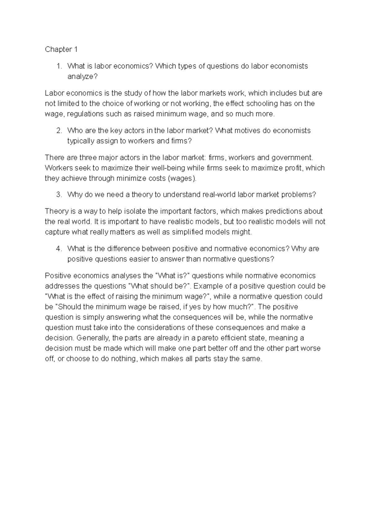 Labor Economics Chapter 1 Answers - Chapter 1 What is labor economics ...