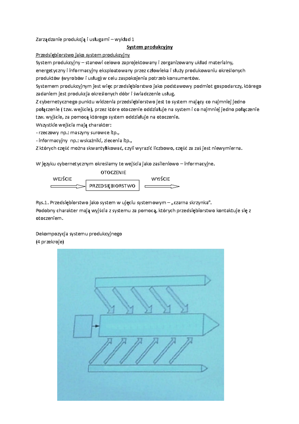 Zarz Ä…dzanie produkcj Ä… i usĹ‚ugami - wykĹ‚ad 1 24 - PRZEDSIĘBIORSTWO OTOCZENIE WEJŚCIE ...
