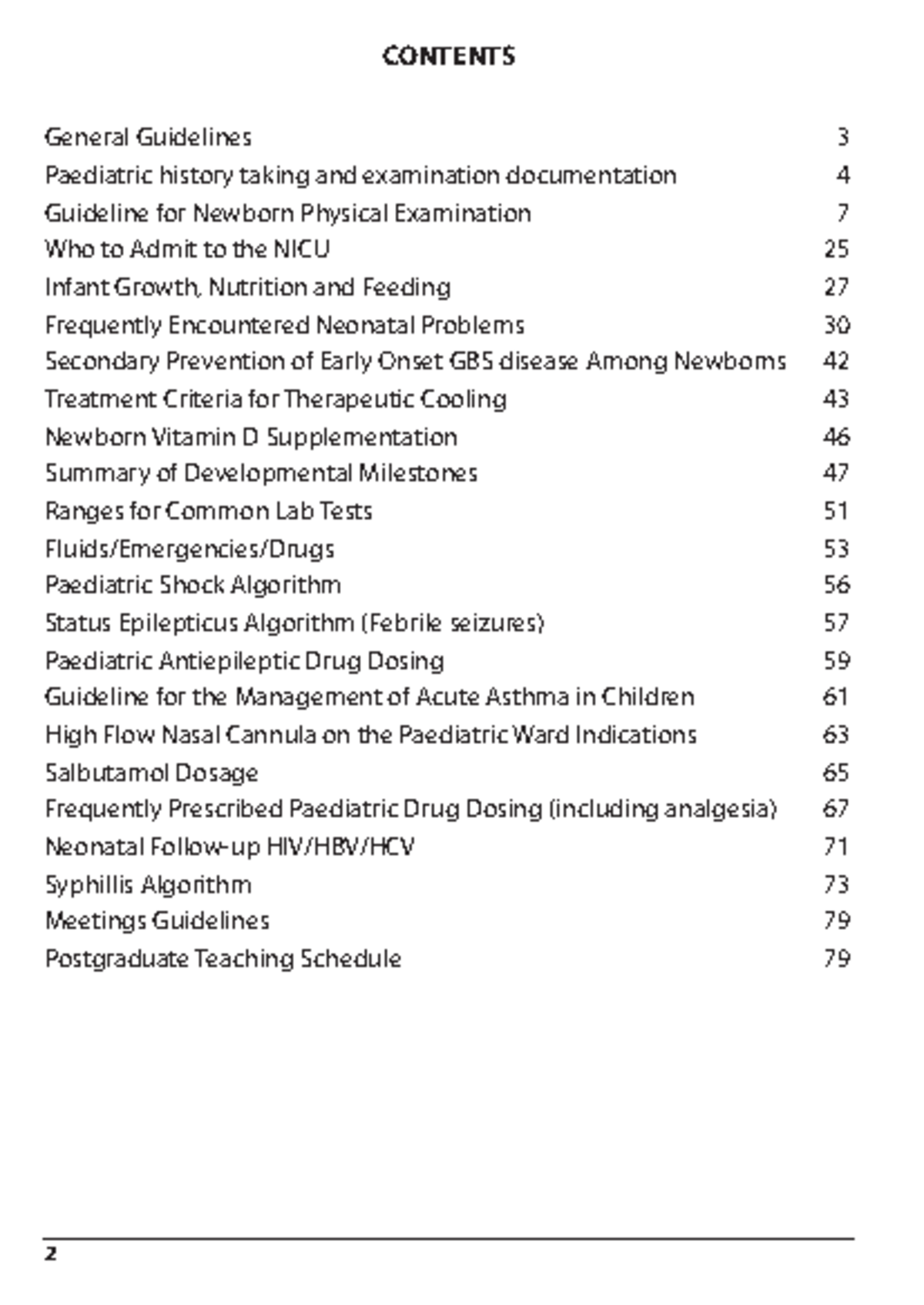 Paeds UHG Summary Guide - CONTENTS General Guidelines Paediatric ...