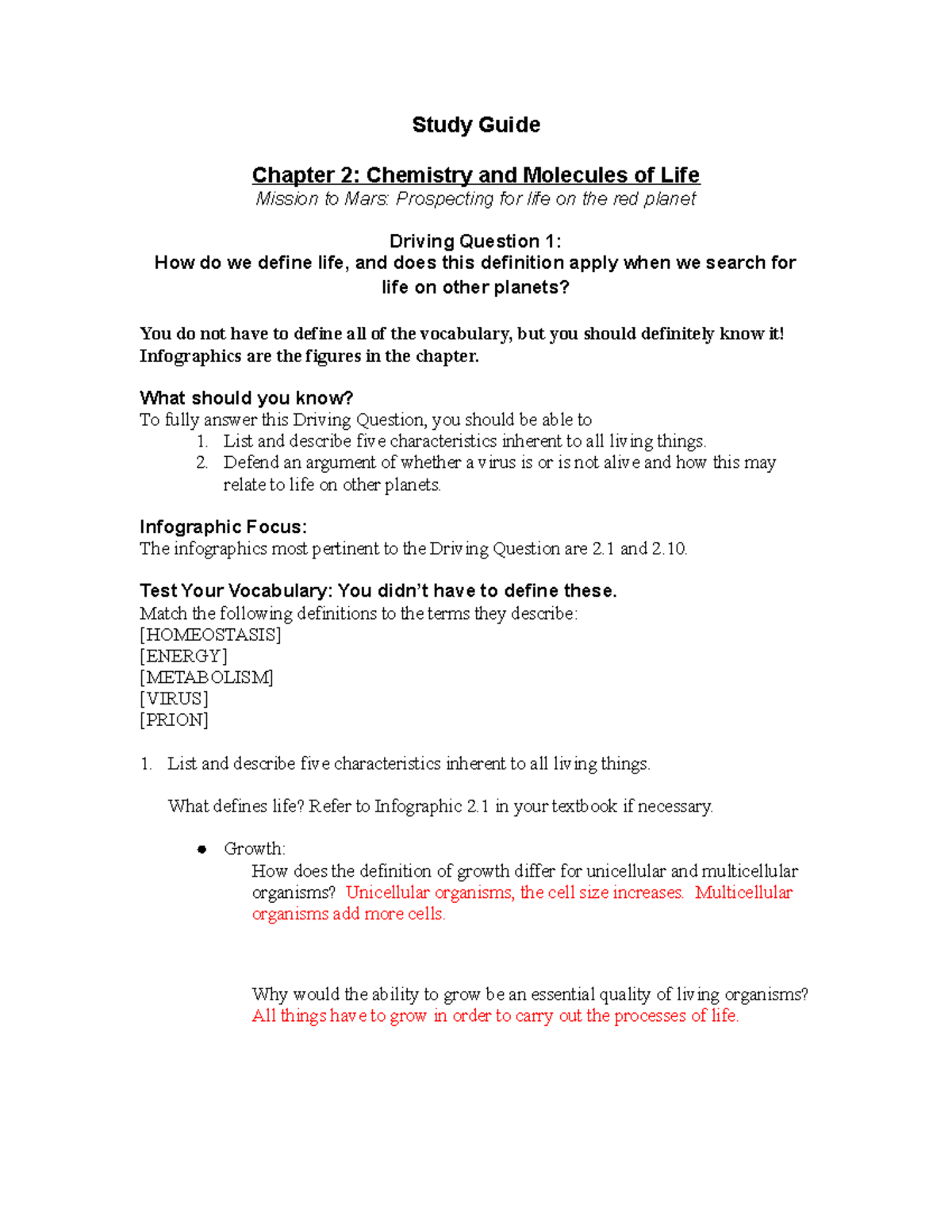 Chapter - Study Guide - Study Guide Chapter 2: Chemistry and Molecules ...