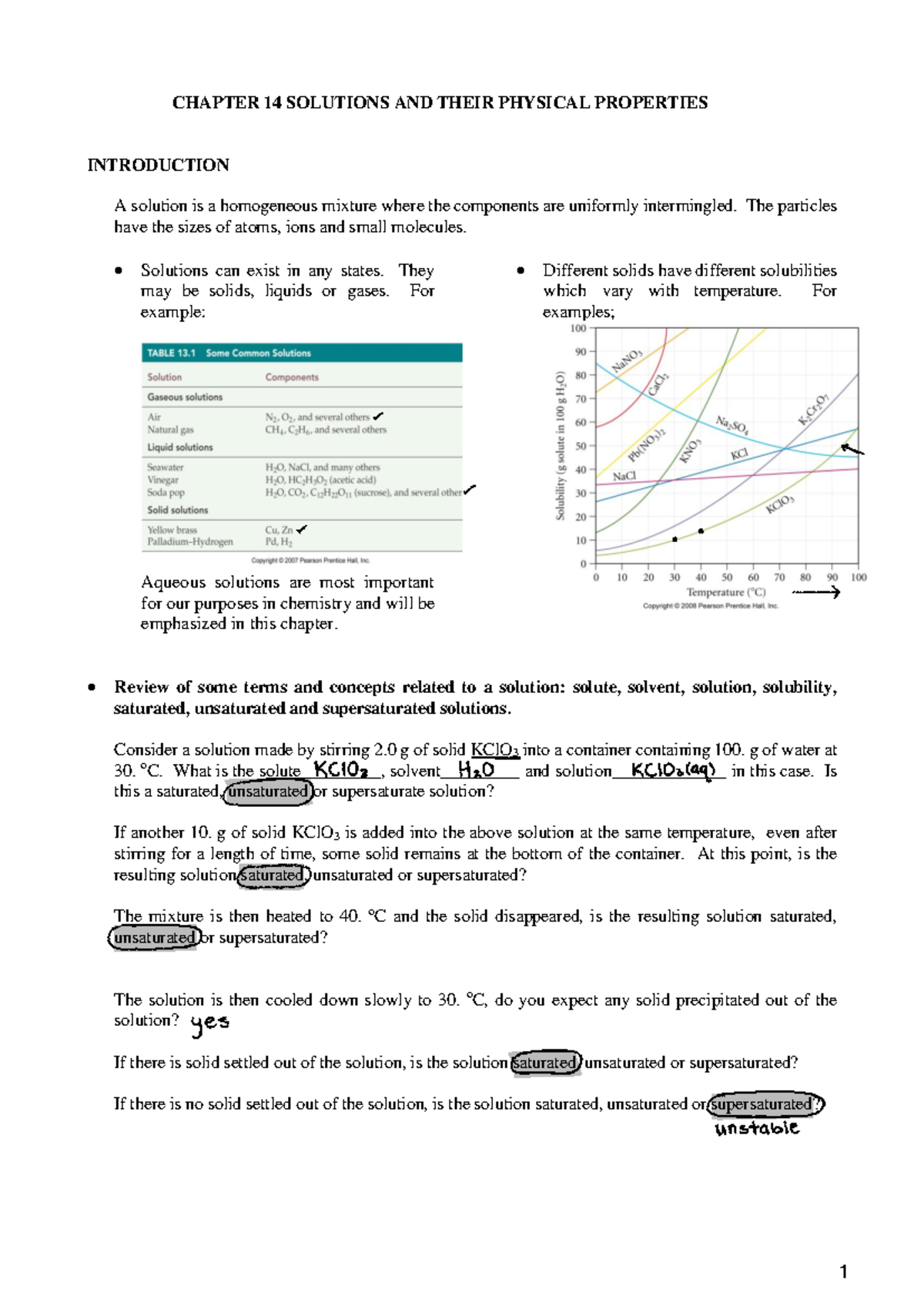 Chapter 14 Lecture Notes - INTRODUCTIONCHAPTER 1 4 SOLUTIONS AND THEIR ...