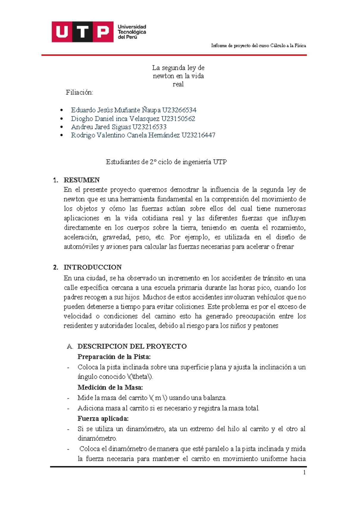 Modelo Proyecto - HFGHFGH - Informe de proyecto del curso Cálculo a la ...