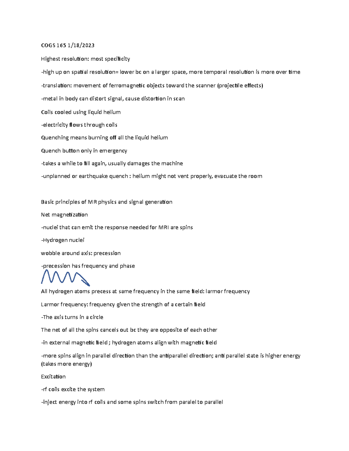 Jan 18 cogs 165 - lecture - COGS 165 1/18/ Highest resolution: most ...