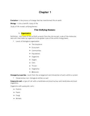 Biology 101 Study Guide ch 1-5 - Study Guide: Chapters Test Ch. 1 ...
