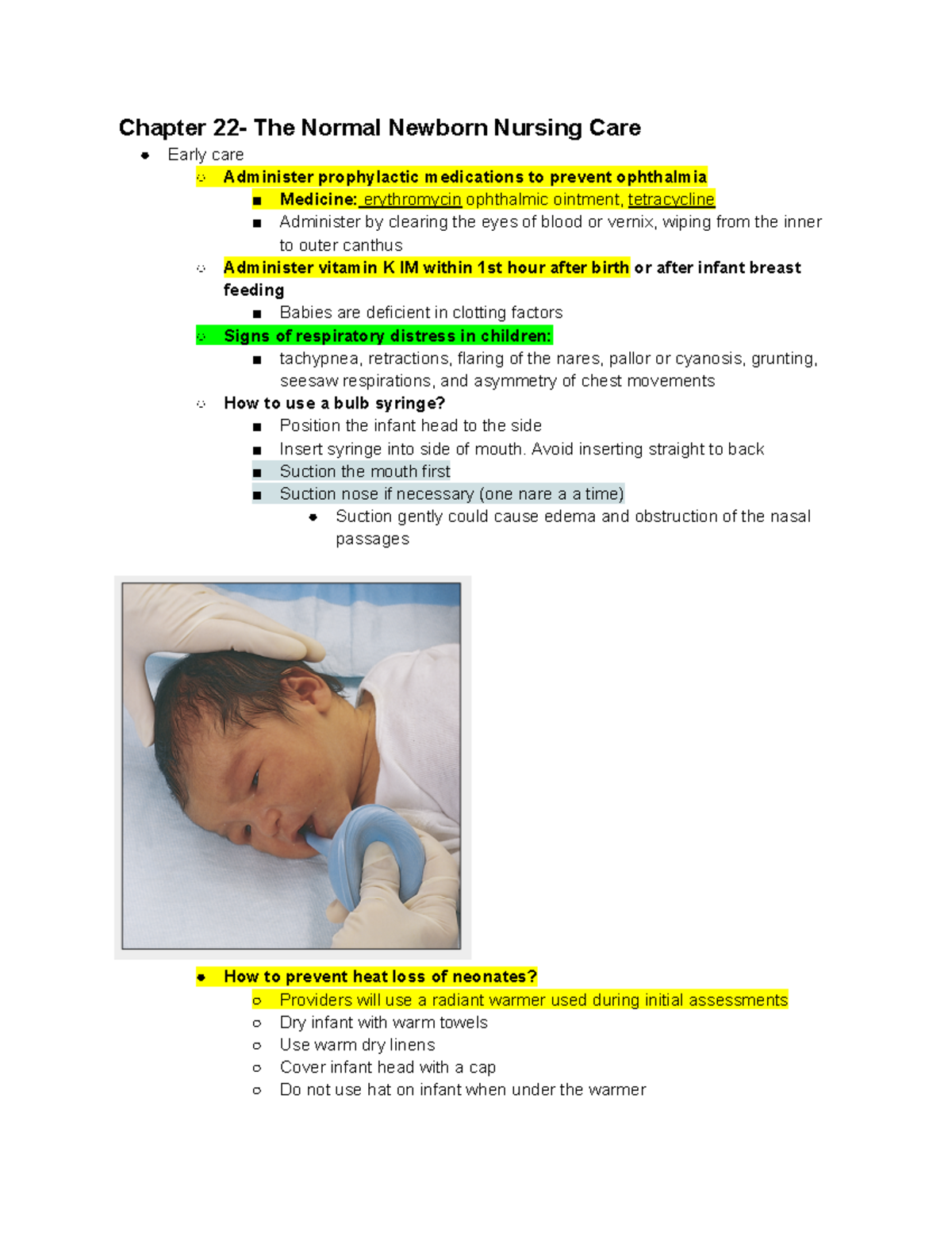 Ch. 22- Notes - Ch. 22 - Chapter 22- The Normal Newborn Nursing Care ...