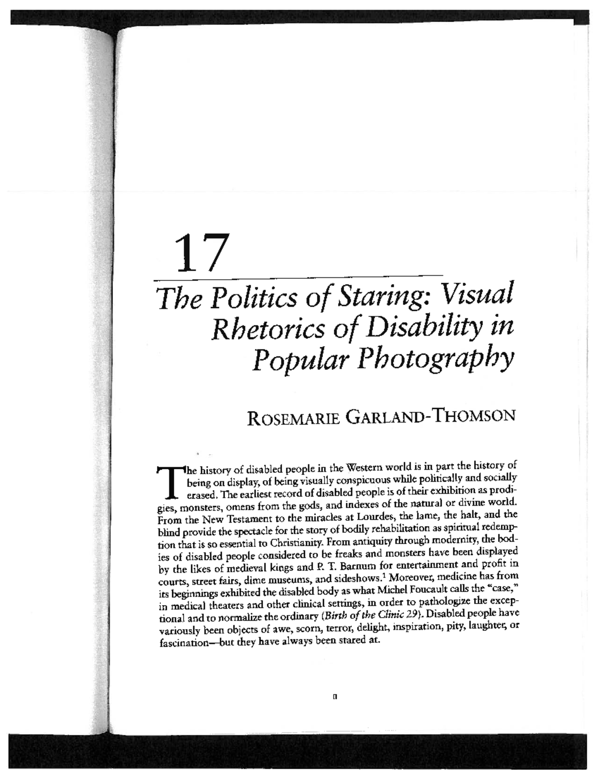 Garland-Thomson, Politics of Starings - 17 The Politics of Staring ...