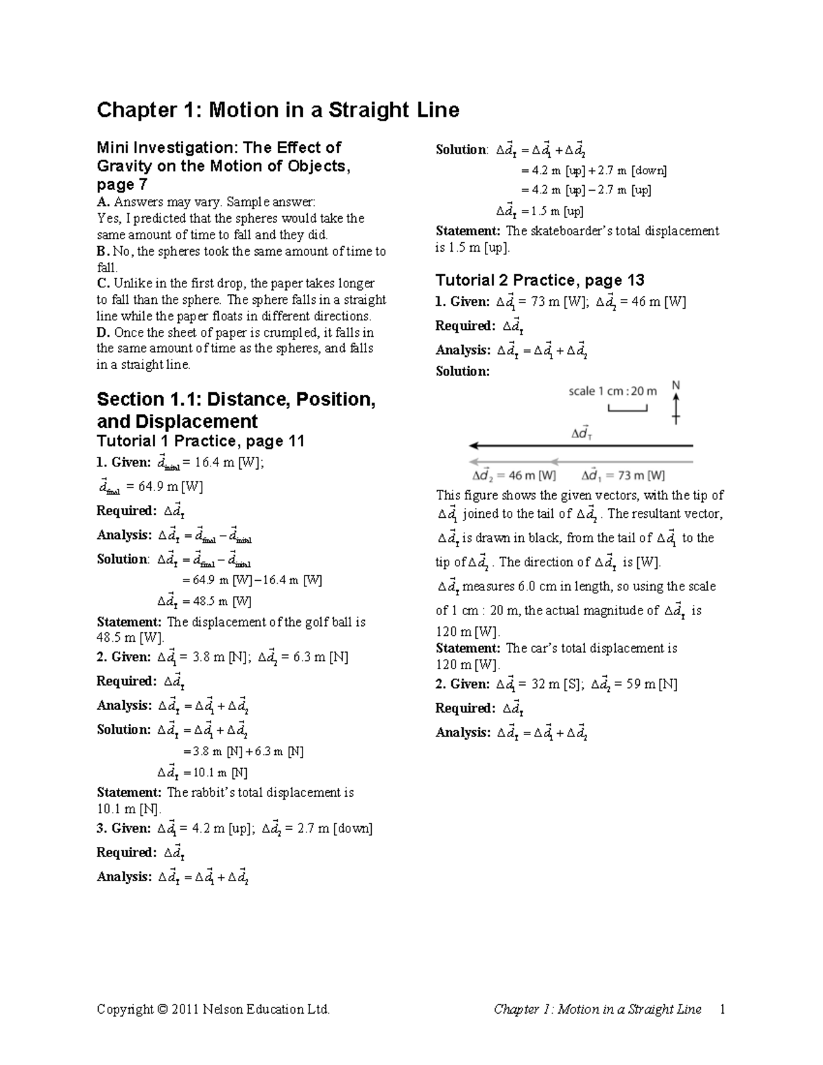 Phys11 sm 01 1 - Answers Chapter 1.1 - Copyright © 2011 Nelson ...