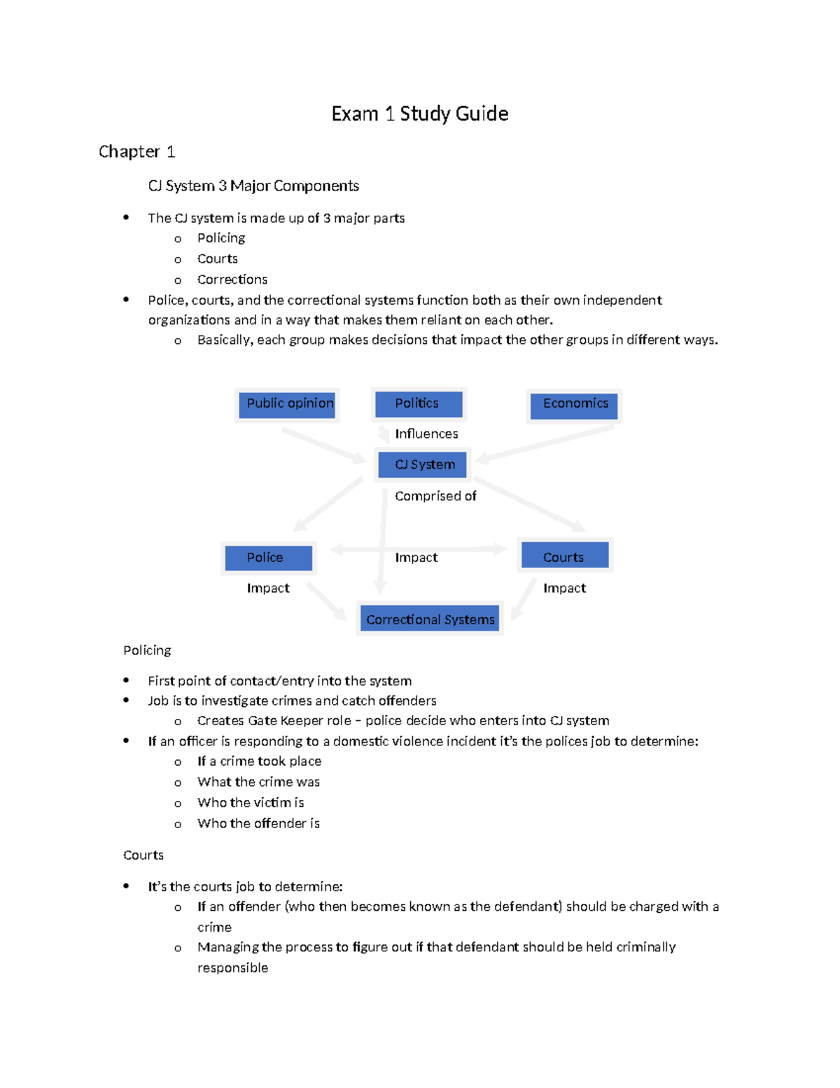 CJ Exam 1 Study Guide - Exam 1 Study Guide Chapter 1 CJ System 3 Major ...