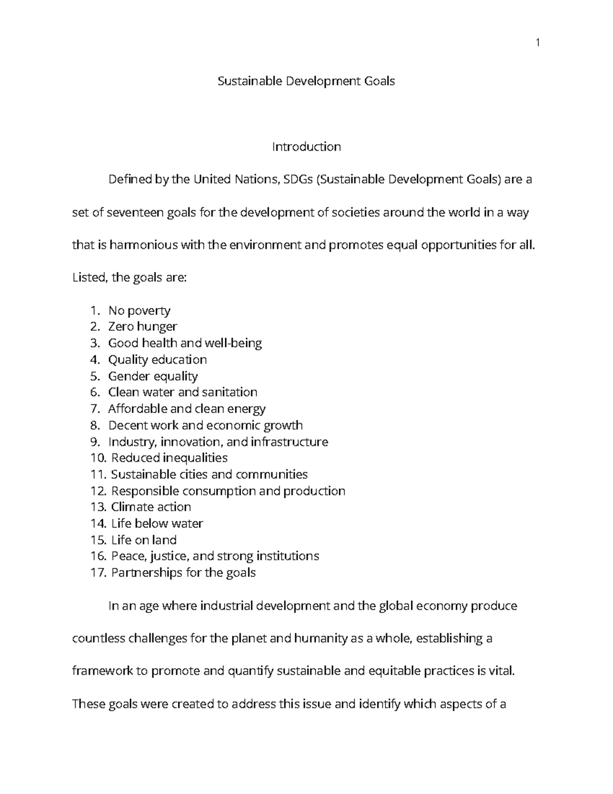 Sustainable Development Goals - Listed, the goals are: No povertyZero ...