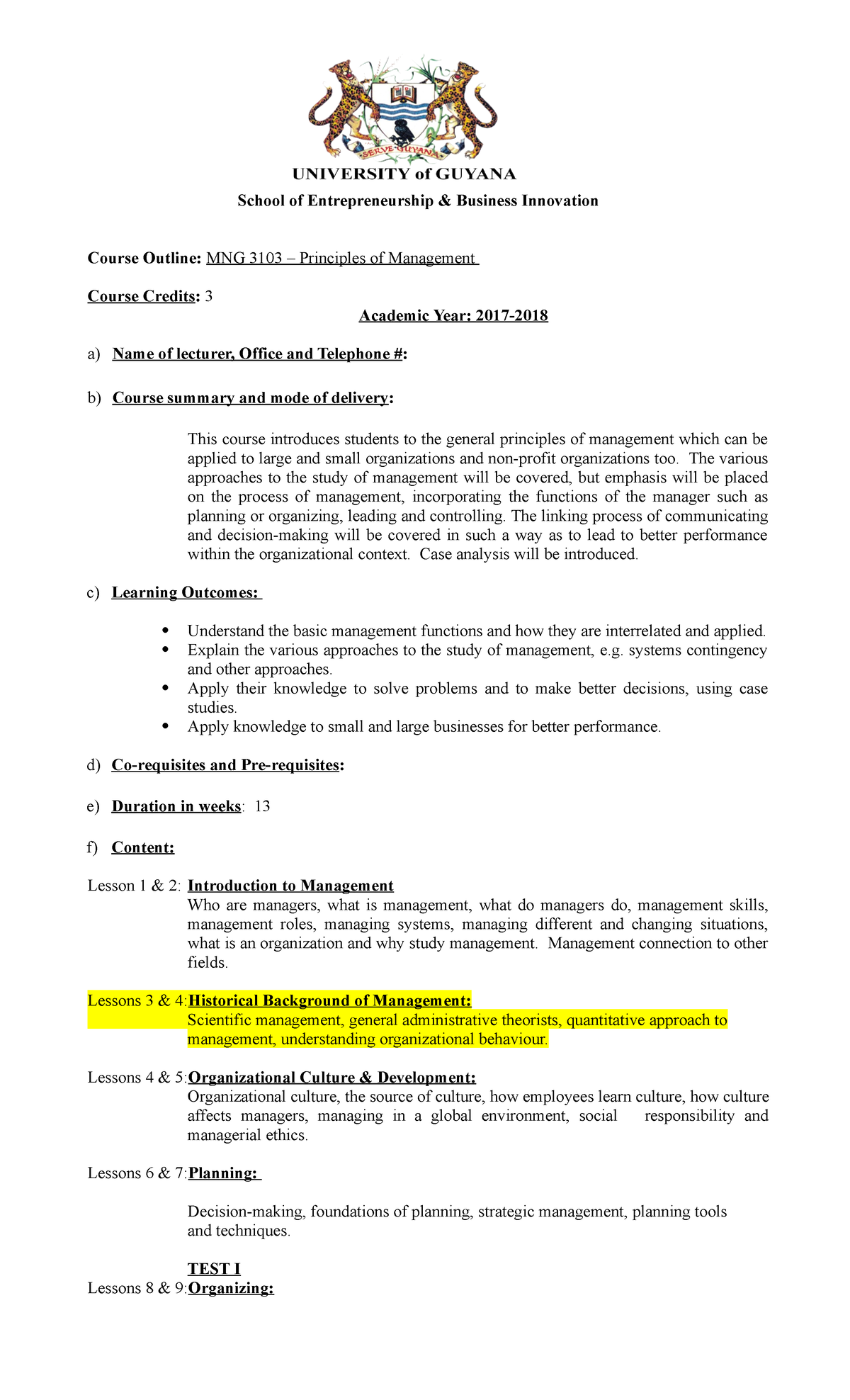 MNG 3103 – Principles of Management Course Outline ( Final)[12737 ...