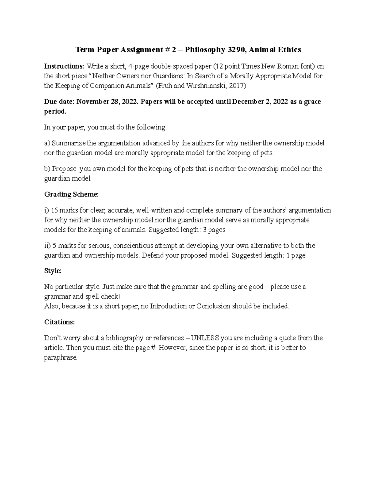 Term paper # 2 assignment,phil3290 - Term Paper Assignment # 2 ...