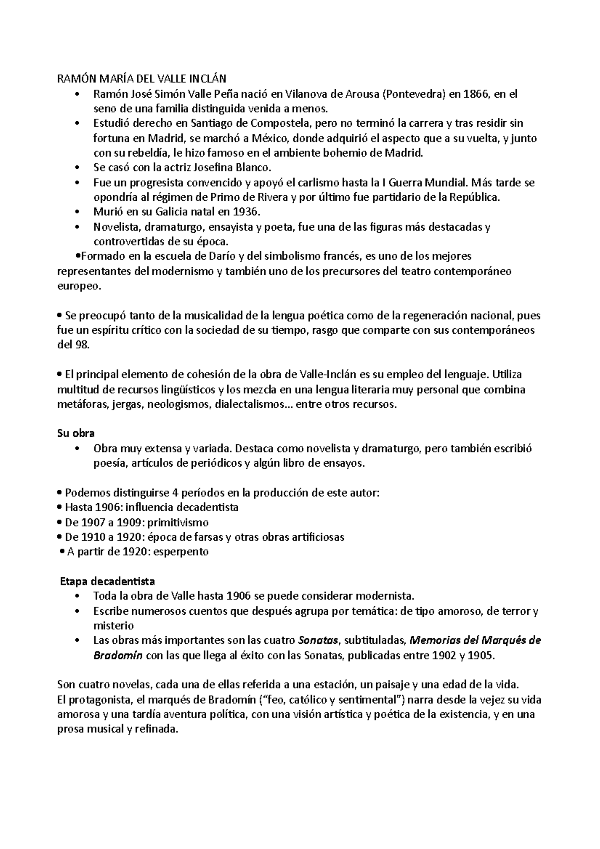 Ramón María DEL Valle Inclán - RAMÓN MARÍA DEL VALLE INCLÁN Ramón José ...