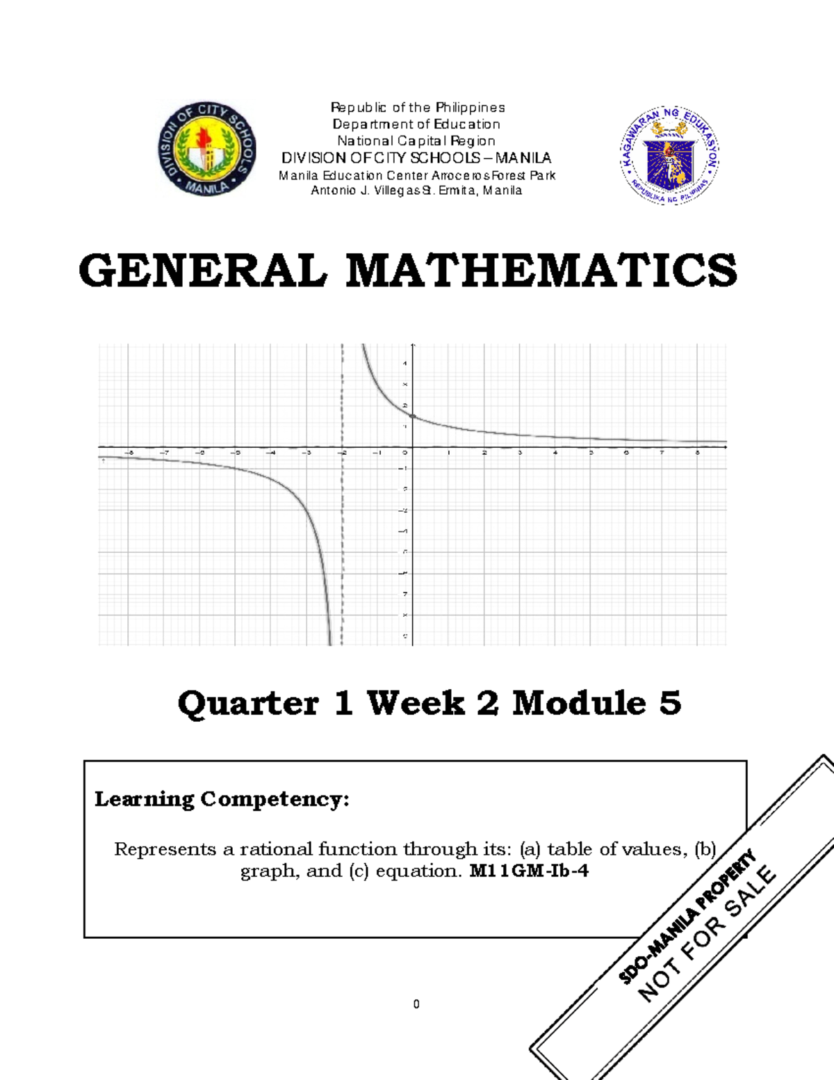 Genmath-11 Q1 W2 Mod5 - asdasdasdasdas - Learning Module for Elementary Mathematics Re p ub lic ...