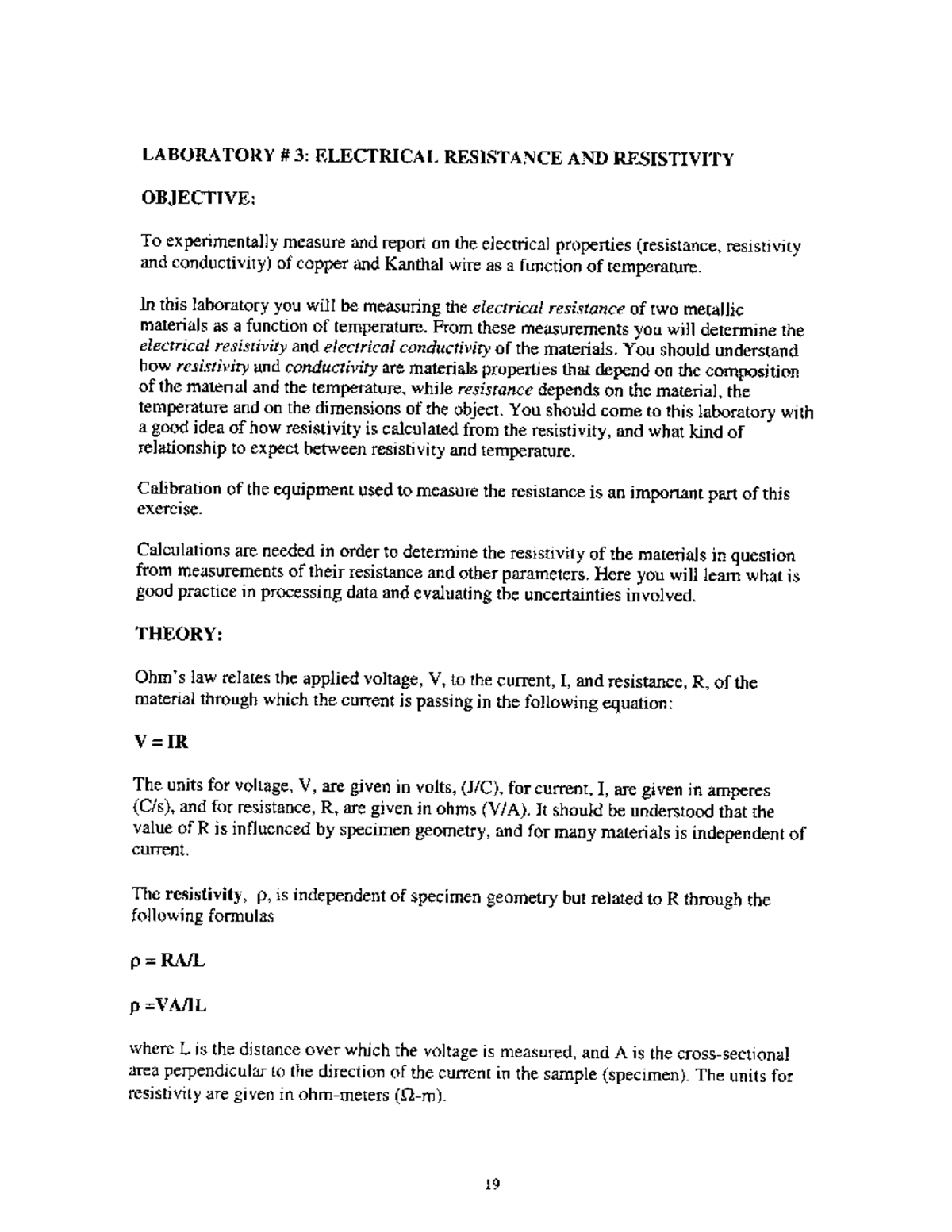 Instructions LAB3 - Electrical resistance and resistivity - Physics for ...
