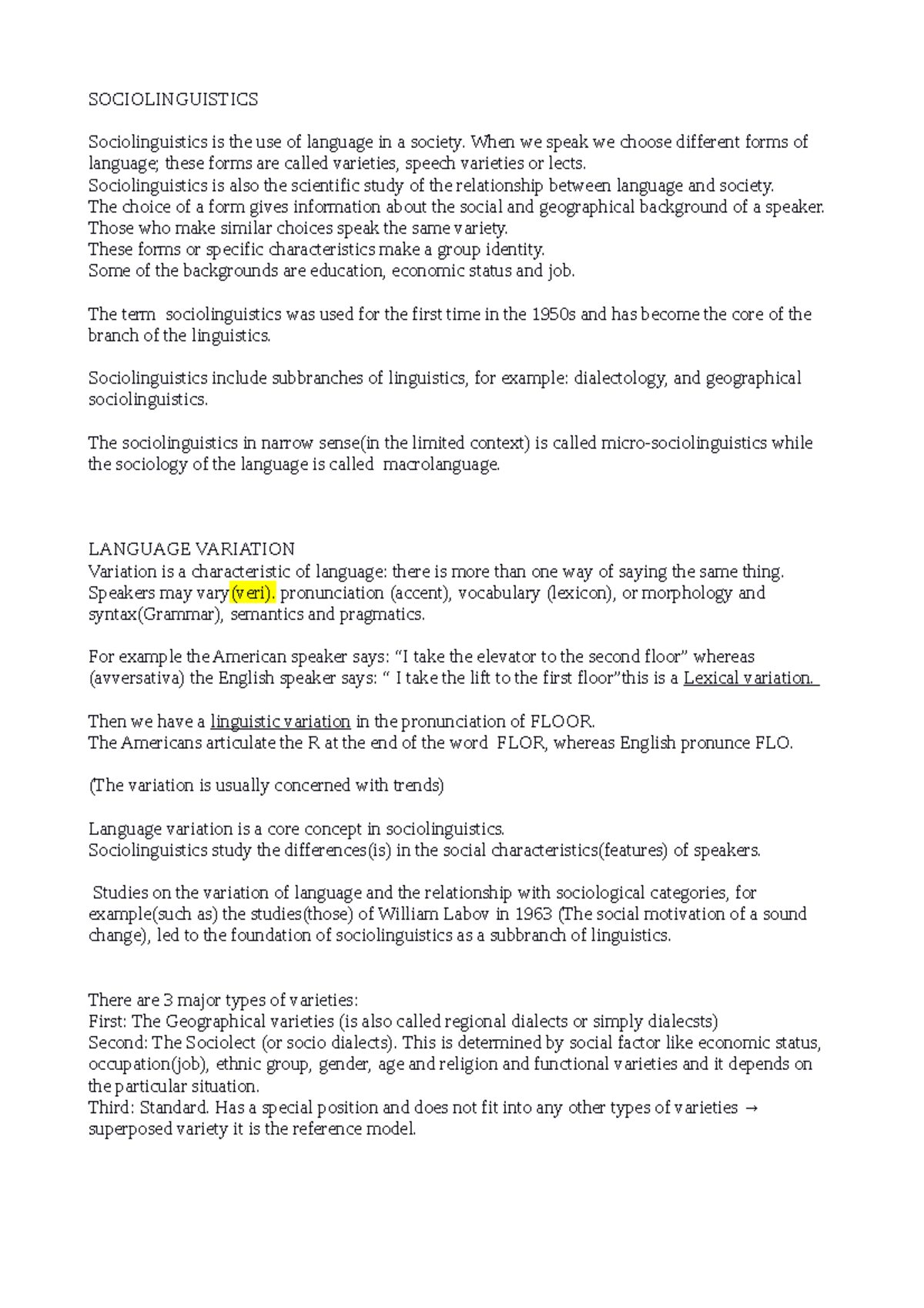 Sociolinguistics - types of varieties - SOCIOLINGUISTICS ...