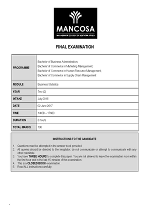 MANCOSA - Management College of Southern Africa - StuDocu