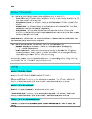 MPC attack outline - HOMICIDE Murder: purposely, knowingly, or ...