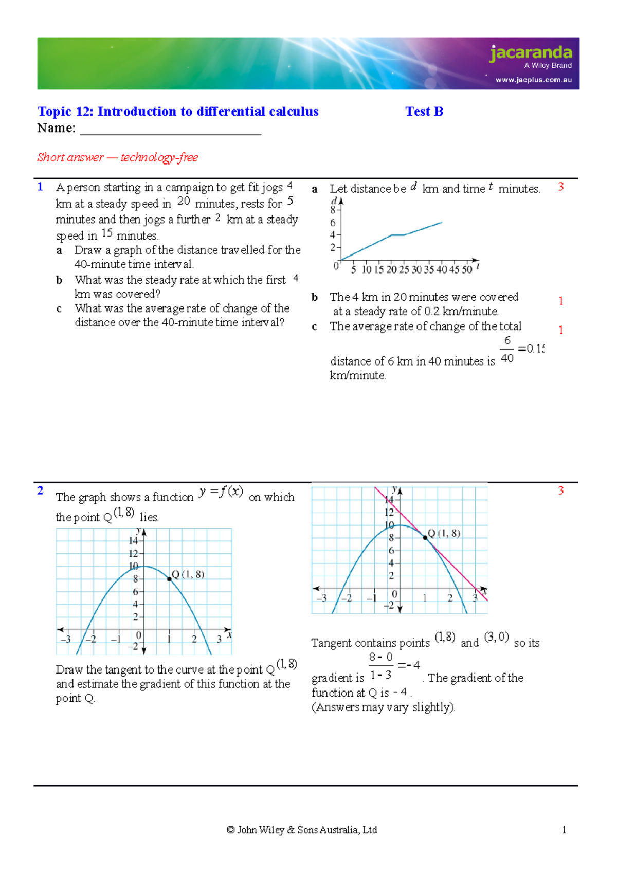 Differentiation Test B Unit 2 - Studocu