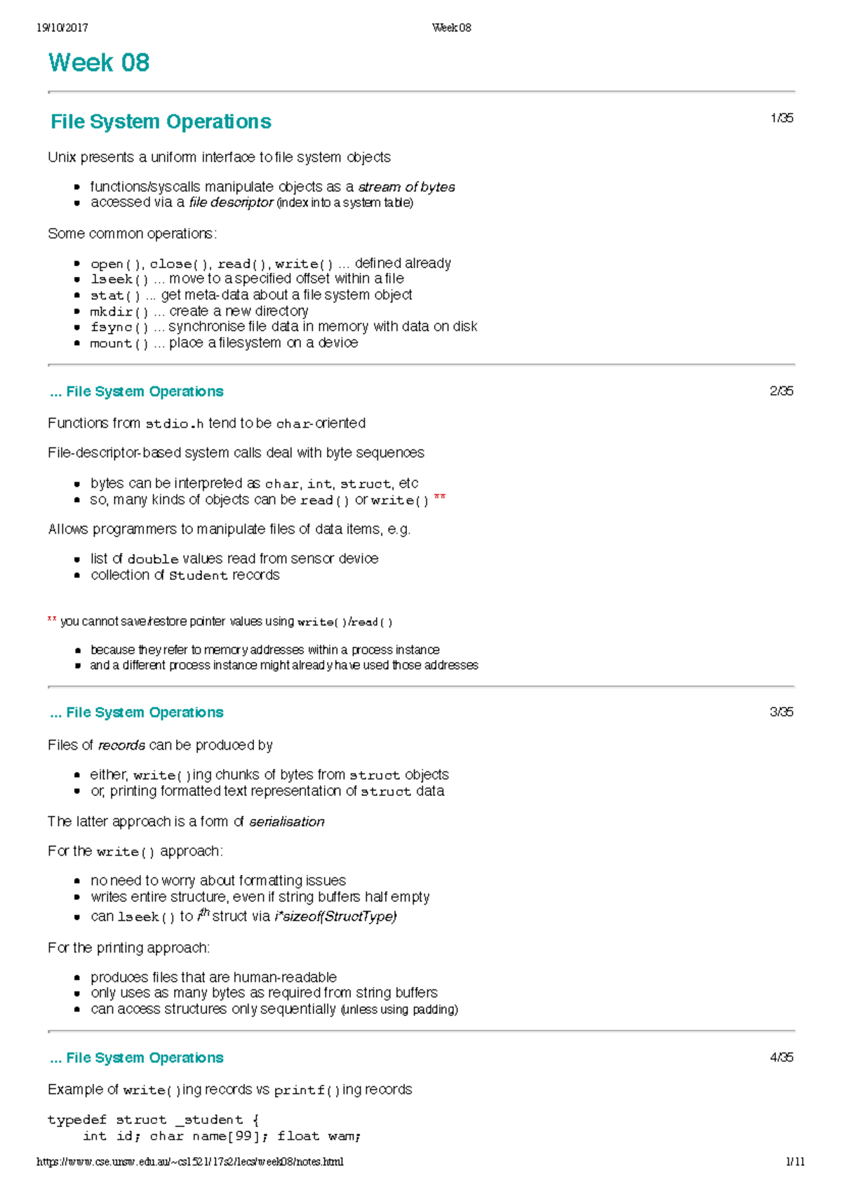 Week 08 Week 8 Lecture 19102017 Week 08 Week 08 File System Operations 135 Unix Presents
