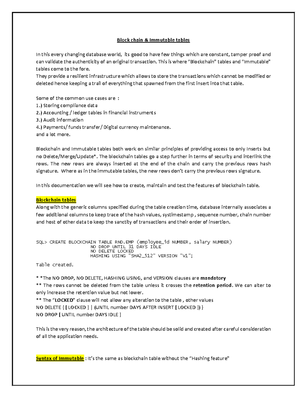 Blockchain Immutable table okokok 21012023 okok - Block chain ...