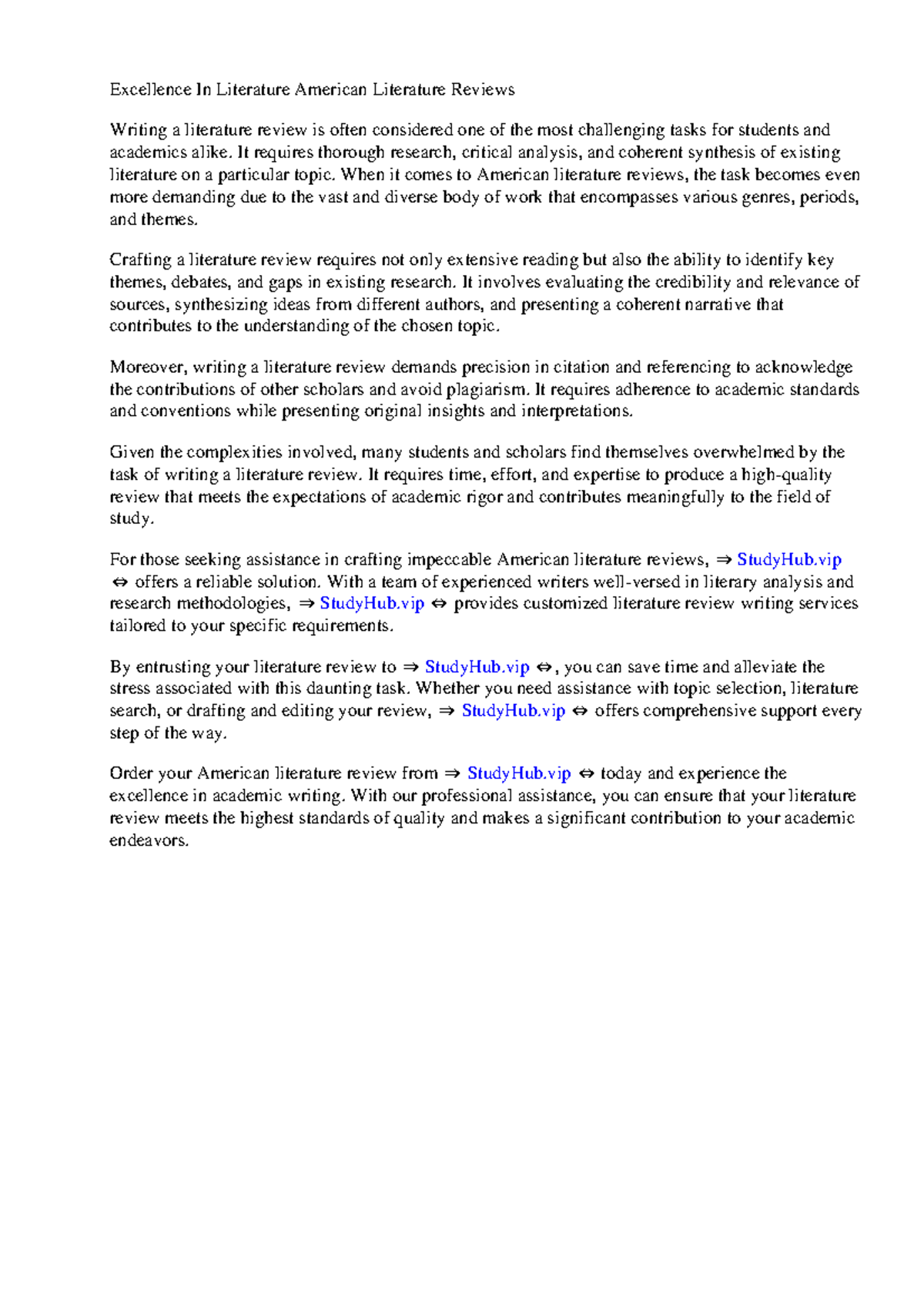 Excellence In Literature American Literature Reviews - It requires ...