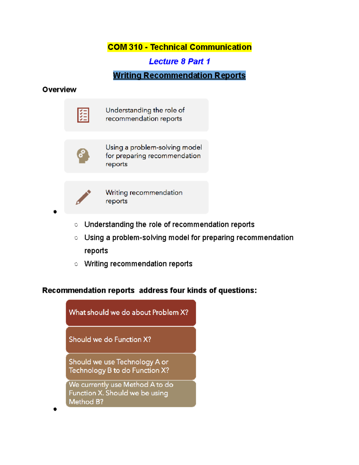 COM 310 Lecture 8 Part 1 - Spring 2020 - COM 310 - Technical ...