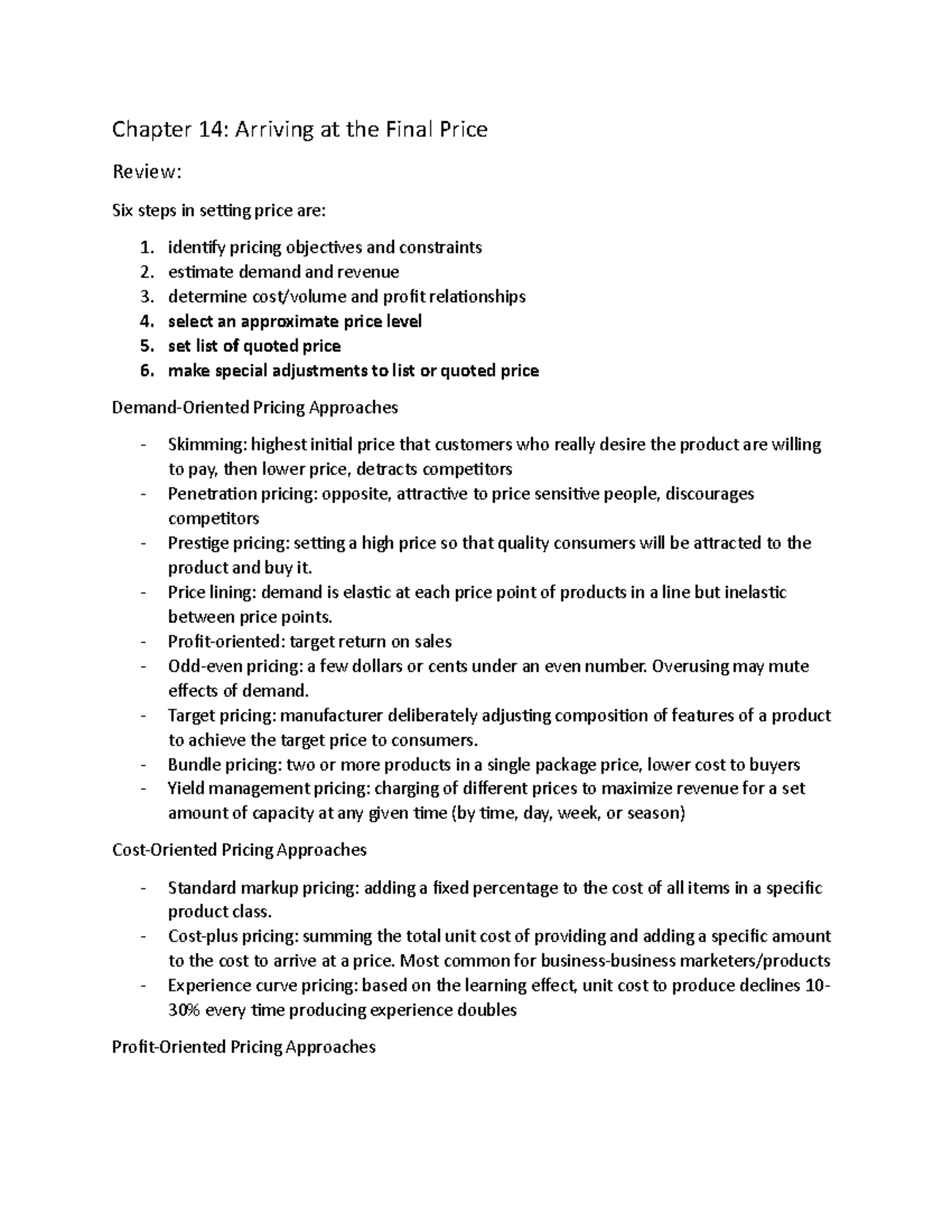 Chapter 14 MARK - Marketing: The Core - Chapter 14: Arriving at the ...