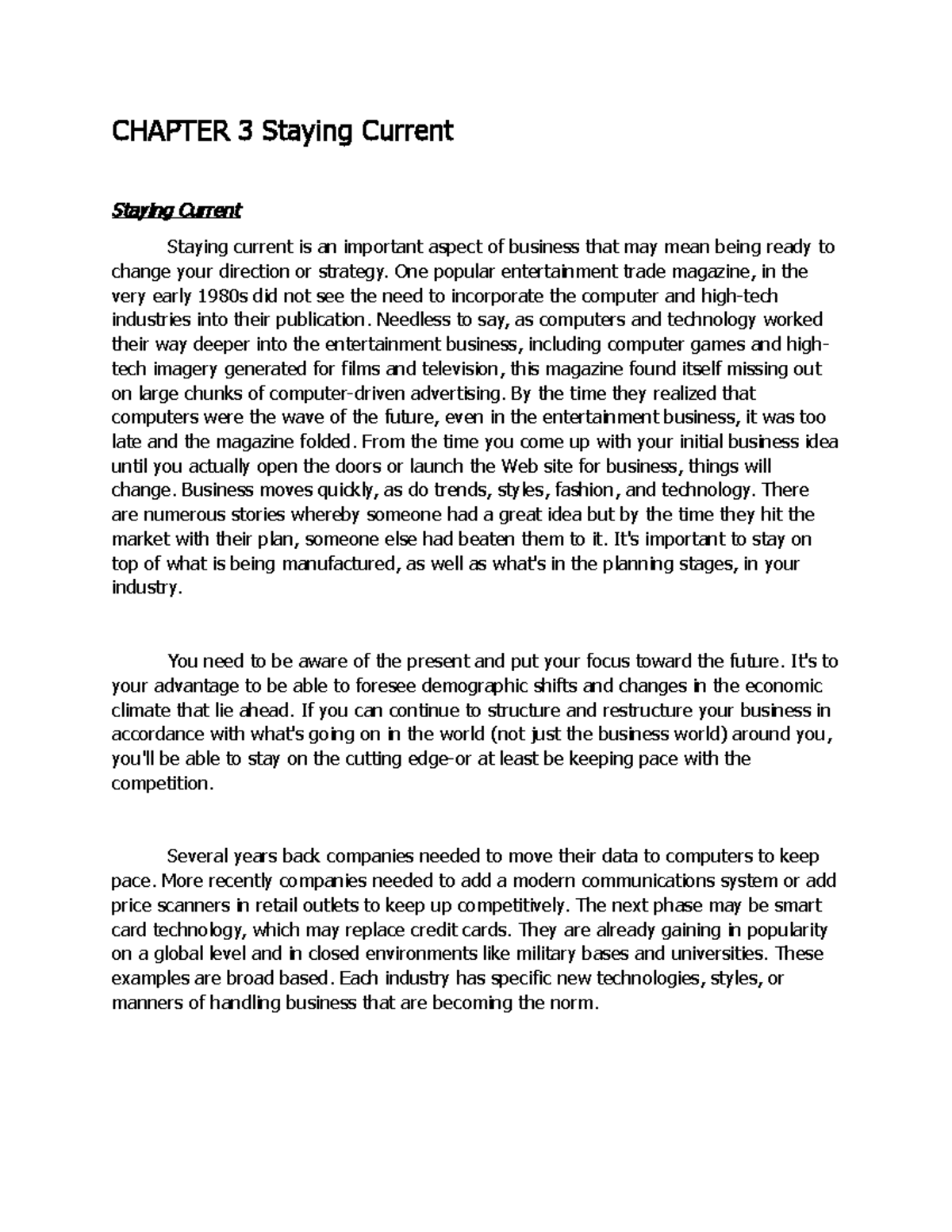 Chapter 3 Staying Current - CHAPTER 3 Staying Current Staying Current ...