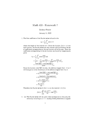 Math 433 Homework 1 - Assignment that gives an overview of partial ...