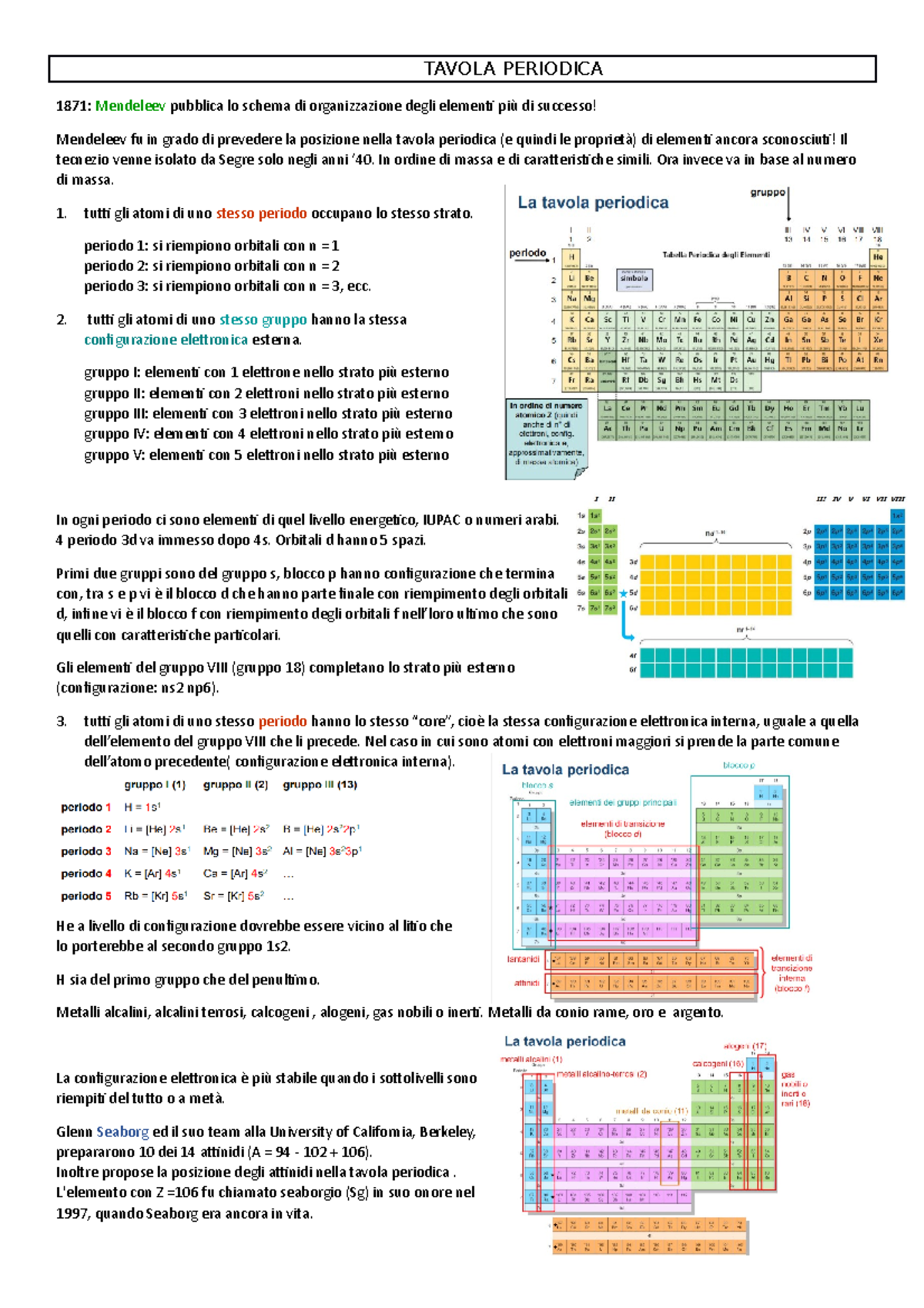 Tavola Periodica - Gabano - TAVOLA PERIODICA 1871 : Mendeleev pubblica ...