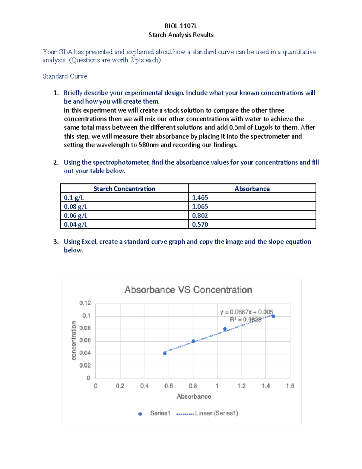 BIOL 1107L Starch Analysis Results - BIOL 1107L Starch Analysis Results ...