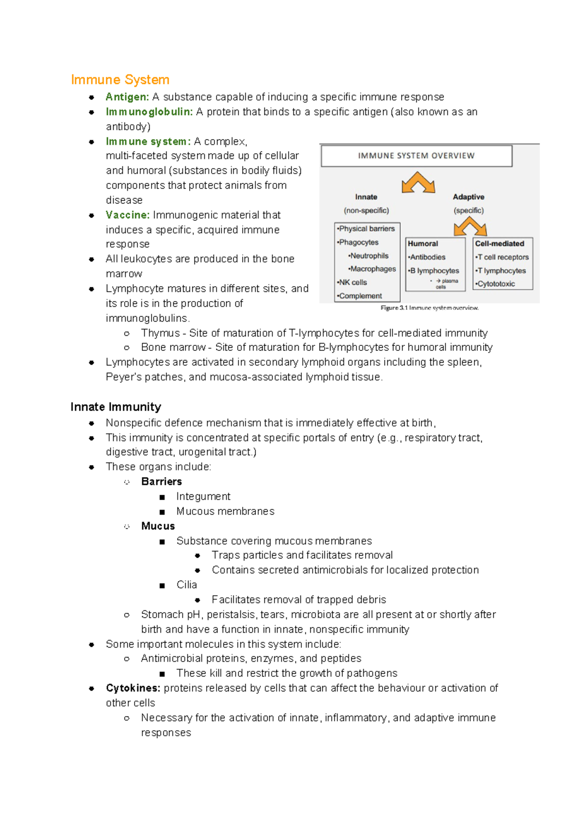 Popm 4230 Unit 3 Unit 3 Lecture Notes Immune System Antigen A Substance Capable Of Inducing