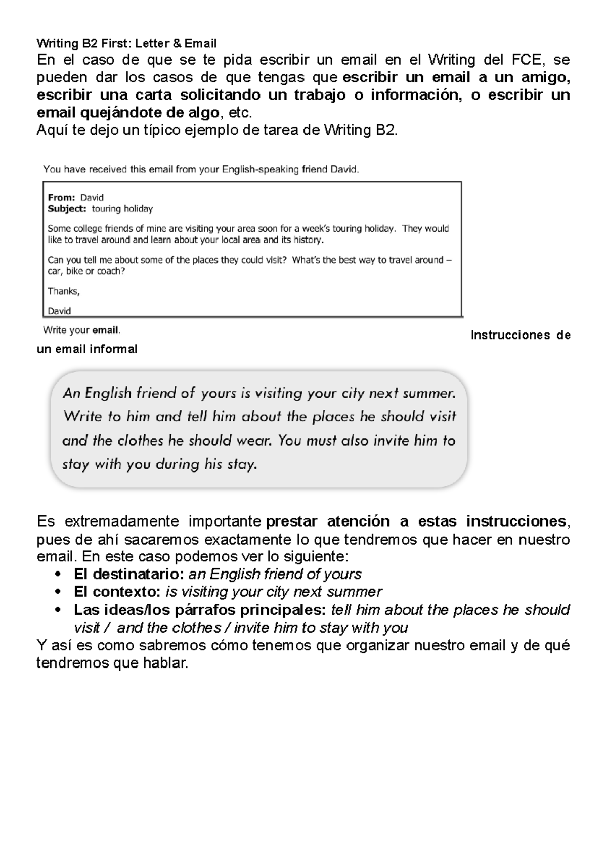Writing B2 First - redactar en inglés nivel b2 - Writing B2 First ...
