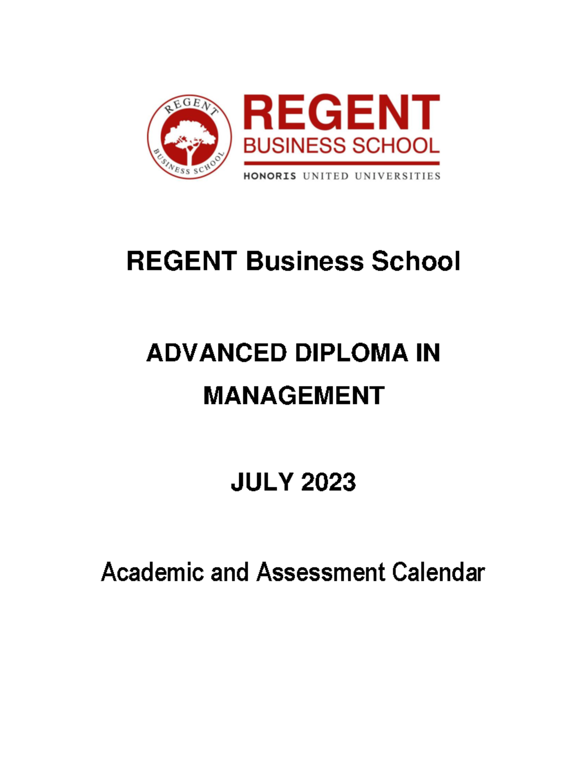 ADIM AA Calendar JULY 2023 - REGENT Business School ADVANCED DIPLOMA IN ...