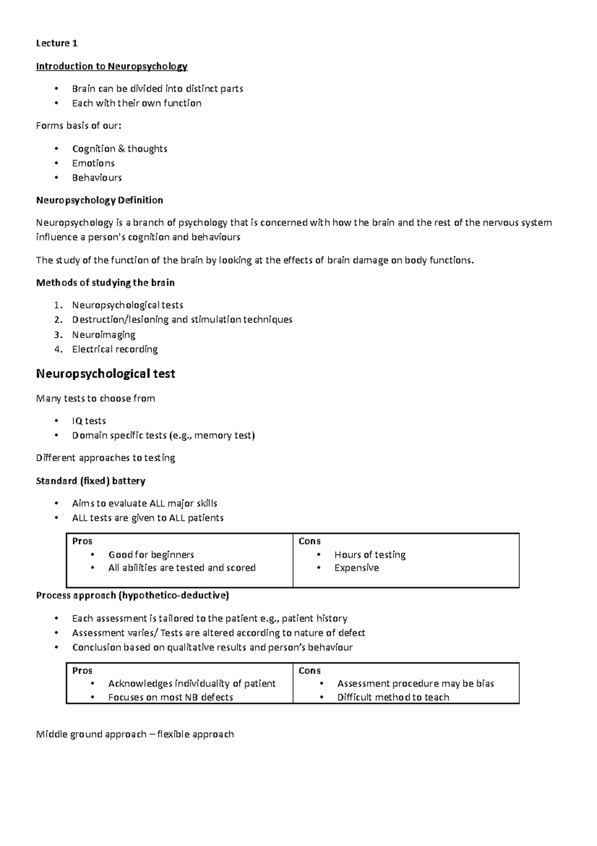Neuropsychology - Methods of studying the brain 1. Neuropsychological ...