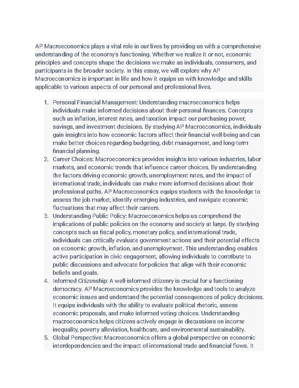 Notes 3 - It explains the importance of Macroeconomics in real life and ...