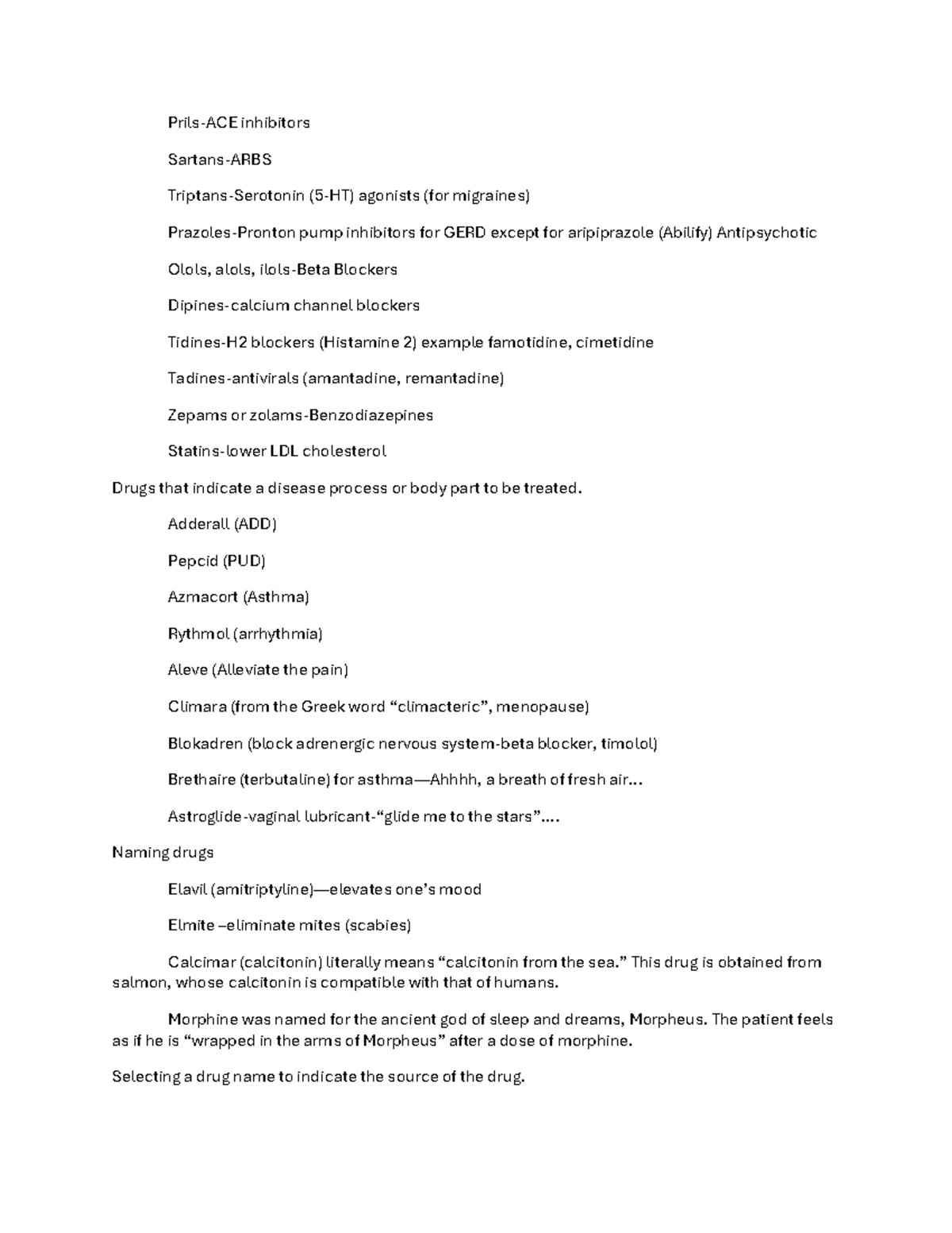 Generic medications- last names for clue - Prils-ACE inhibitors Sartans ...