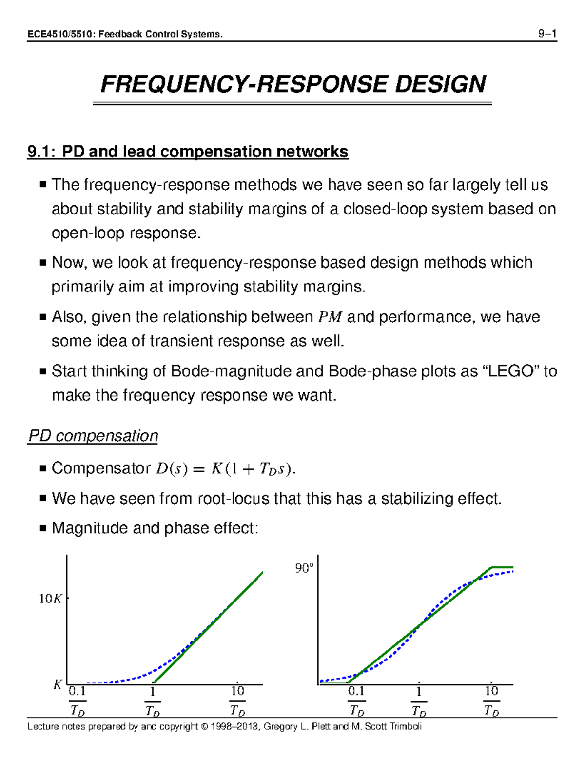 Frequency-Response Design - ECE4510/5510: Feedback Control Systems. 9– FREQUENCY-RESPONSE DESIGN ...