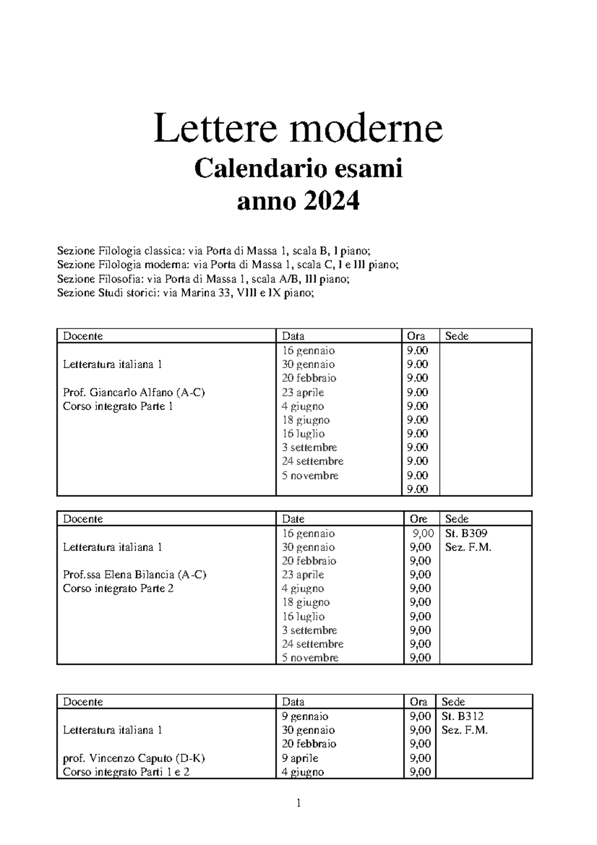 Calendario-esami lett - Lettere moderne Calendario esami anno 2024 ...