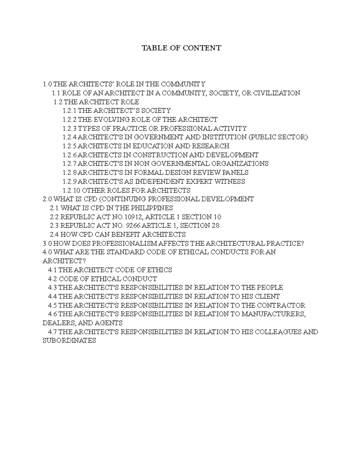 RSW MT02 - RSW MT02 - TABLE OF CONTENT 1 THE ARCHITECTS’ ROLE IN THE ...