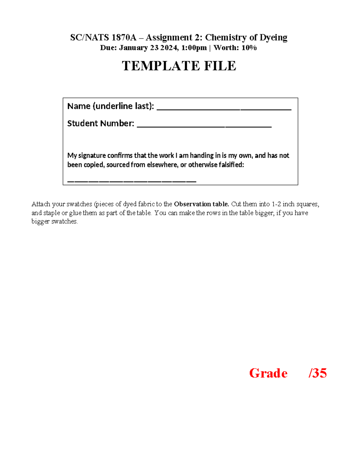 1870A Assignment 2 Template - SC/NATS 1870A – Assignment 2: Chemistry ...