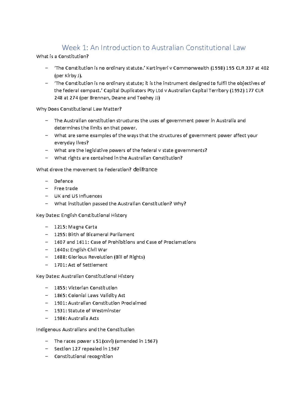 An Introduction to Australian Constitutional Law - Studocu