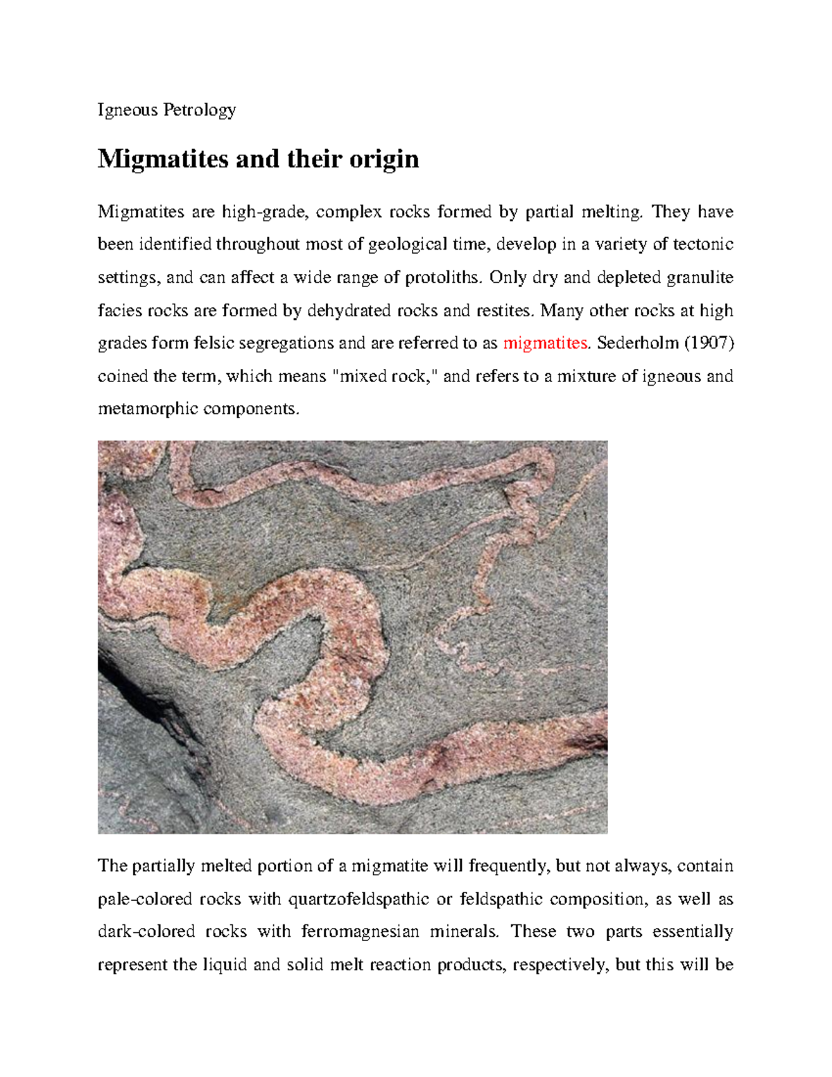 Migmatites and their origin - Igneous Petrology Migmatites and their ...
