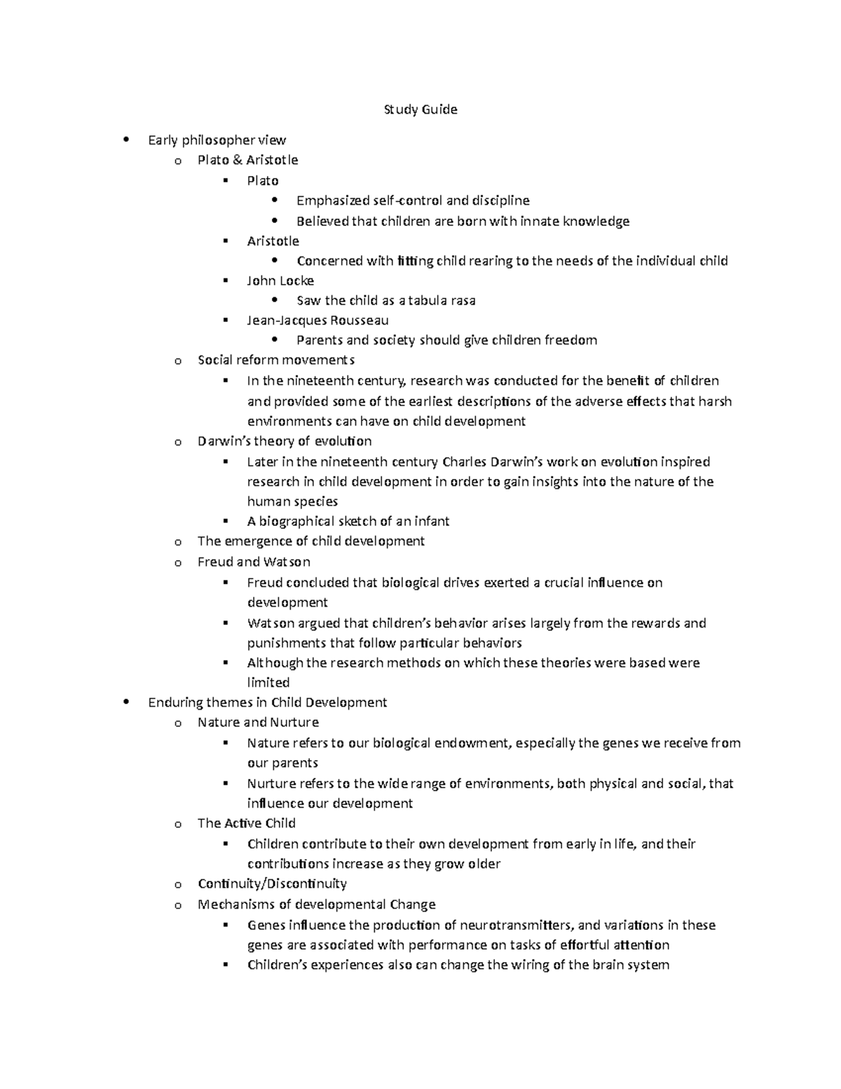 Final Study Guide All Chapters - Study Guide Early philosopher view o ...