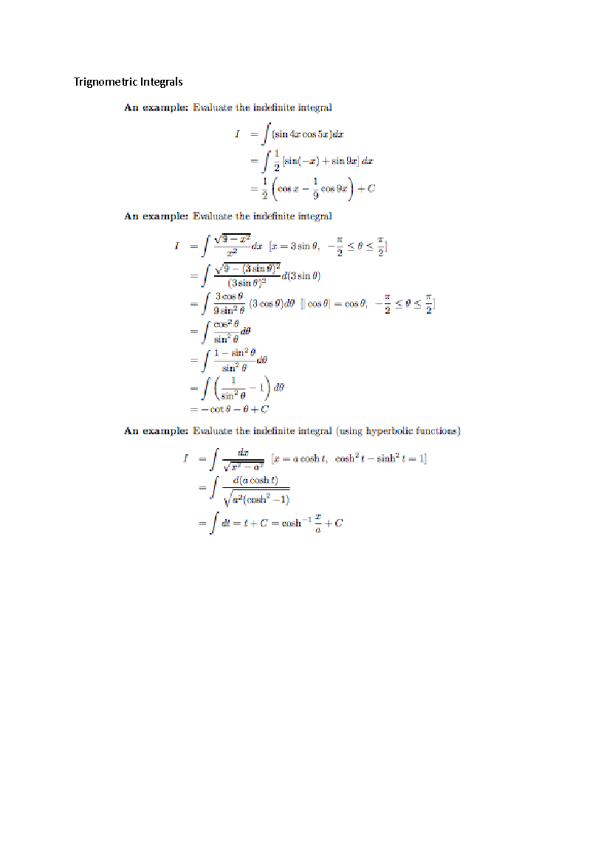 Trignometric Integrals Chp 1 - ECM2702 - Trignometric Integrals - Studocu