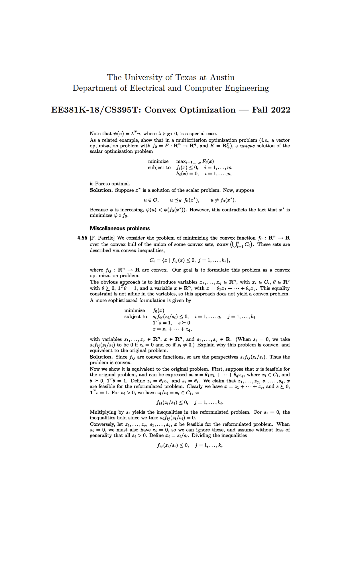Convex Practice 118 Ece 381k Studocu