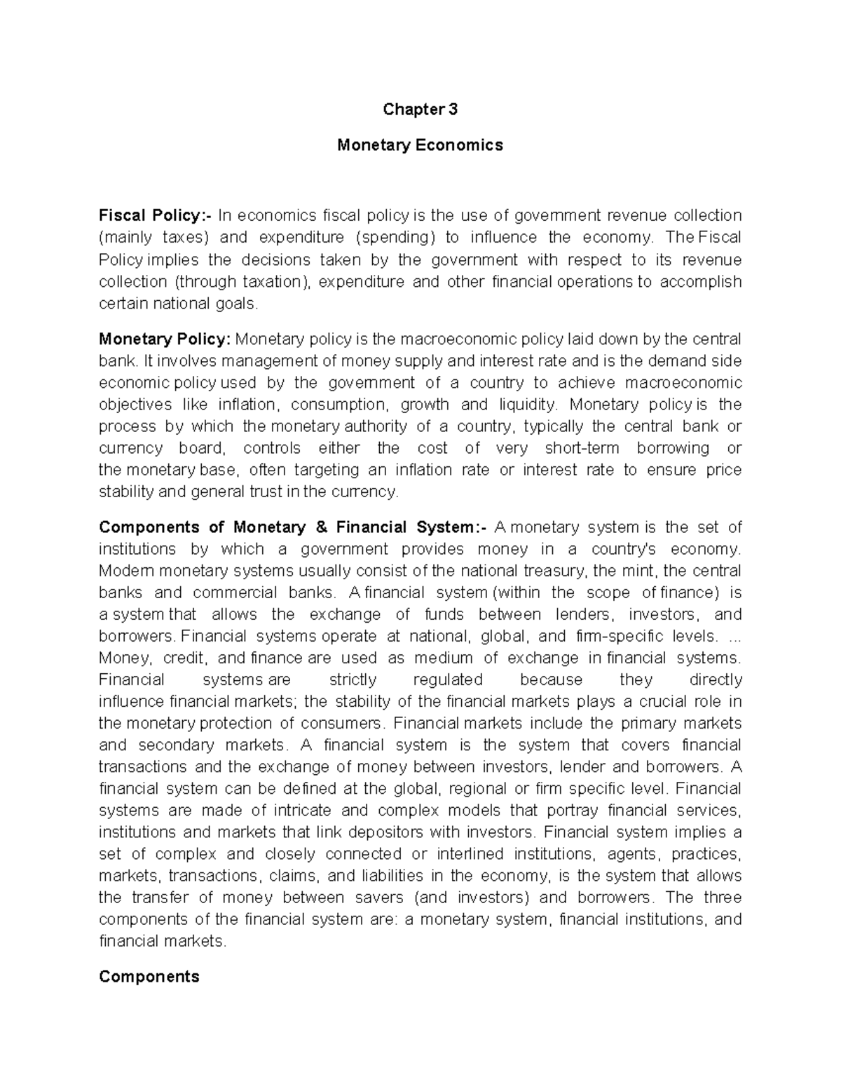 Chapter 3 Monetary Economics - Chapter 3 Monetary Economics Fiscal ...