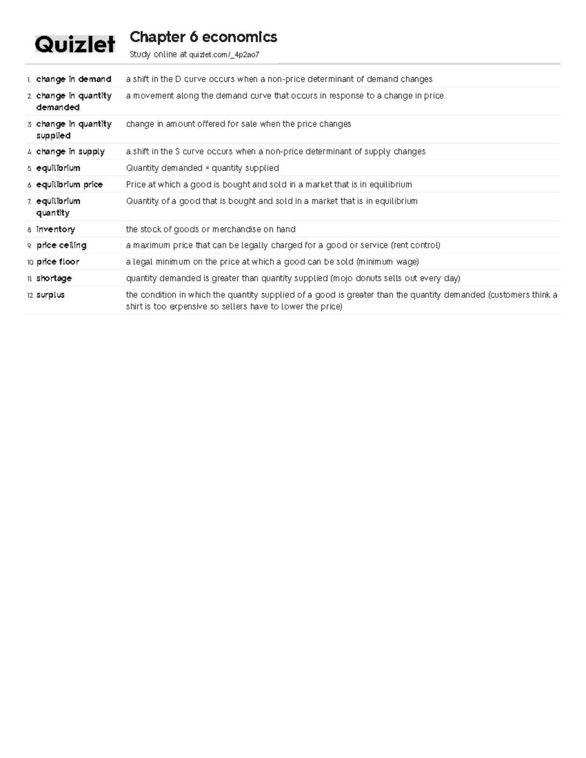 Macroeconomics chapter 6 vocab - Chapter 6 economics Study online at ...