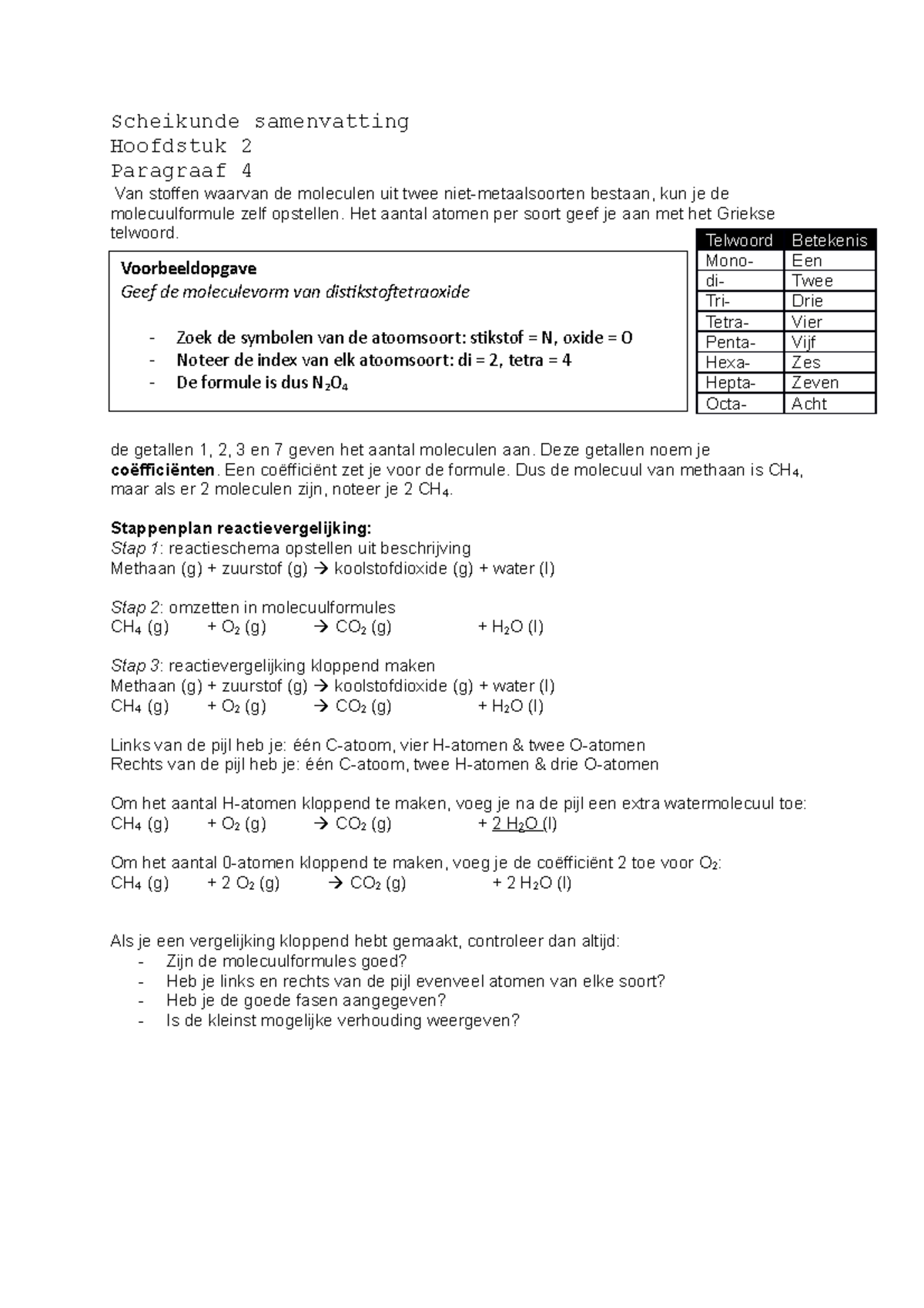 Scheikunde samenvatting - Scheikunde samenvatting Hoofdstuk 2 Paragraaf ...