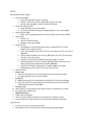 Hsc hospitality all topics study notes - SITXFSA001: Use Hygienic ...